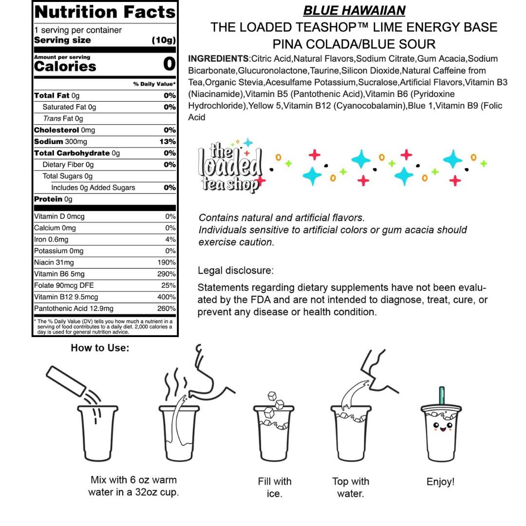 Blue Hawaiian | Loaded Tea Powder | Lime, Sour Blue & Pina Colada – The ...